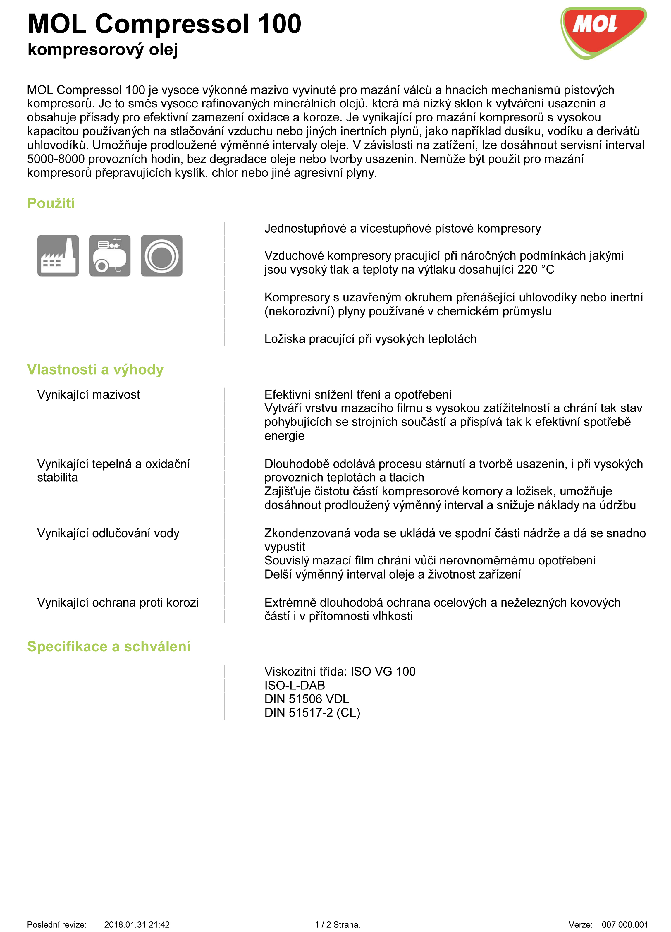 Minerální kompresorový olej MOL Compresol VDL 100