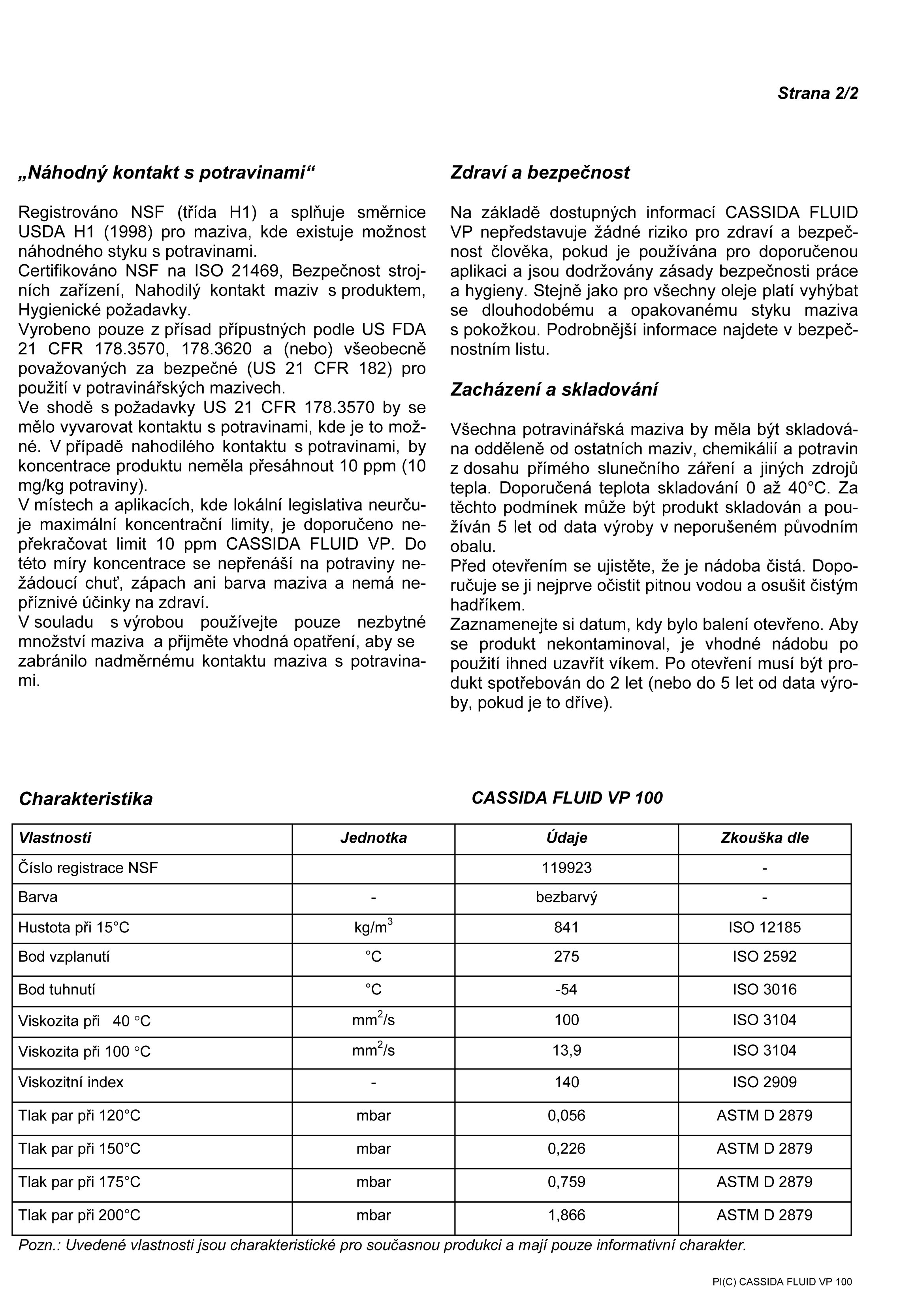 Vývěvový olej pro potravinářství Fuchs Fluid VP VG100